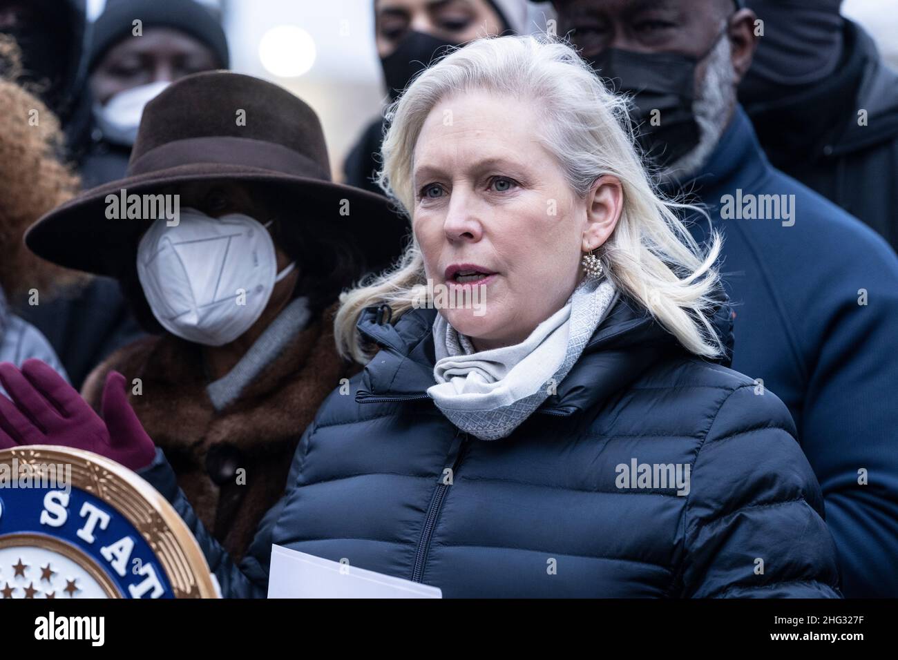 New York, NY - January 17, 2022: Senator Kirsten Gillibrand speaks ...