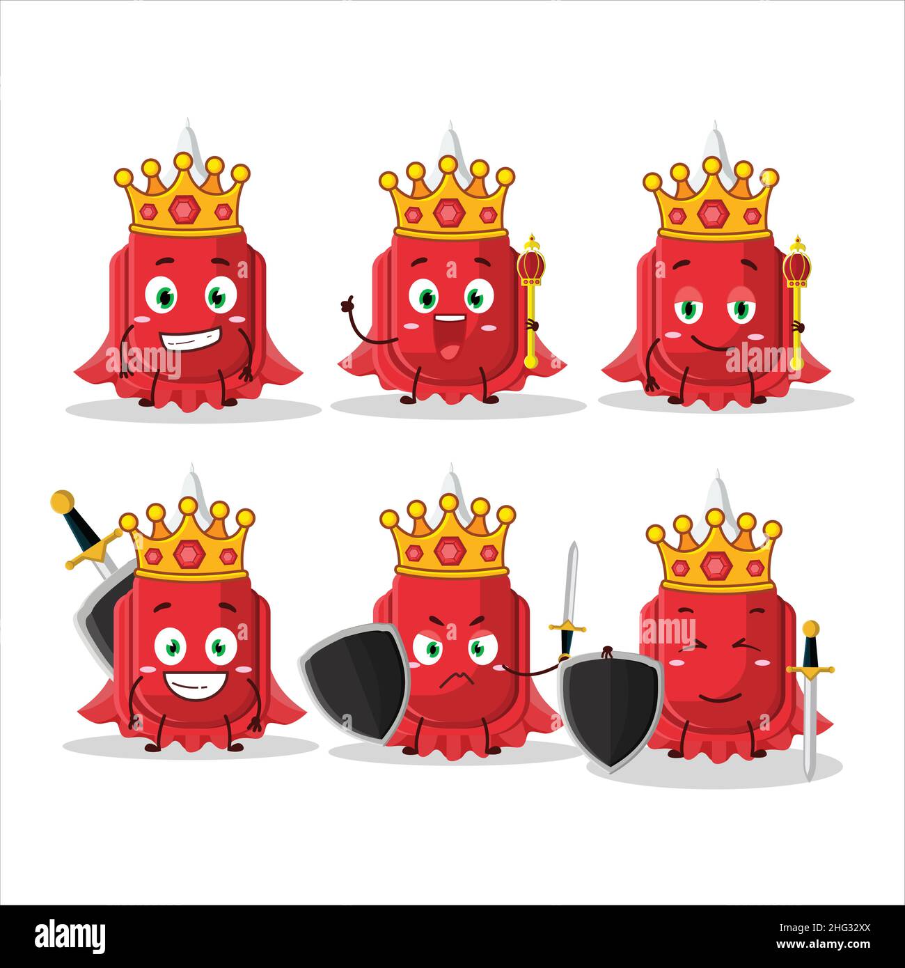 A Charismatic King red correction pen cartoon character wearing a gold ...