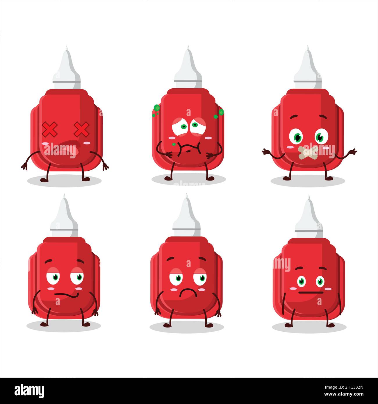 Red correction pen cartoon character with nope expression. Vector ...