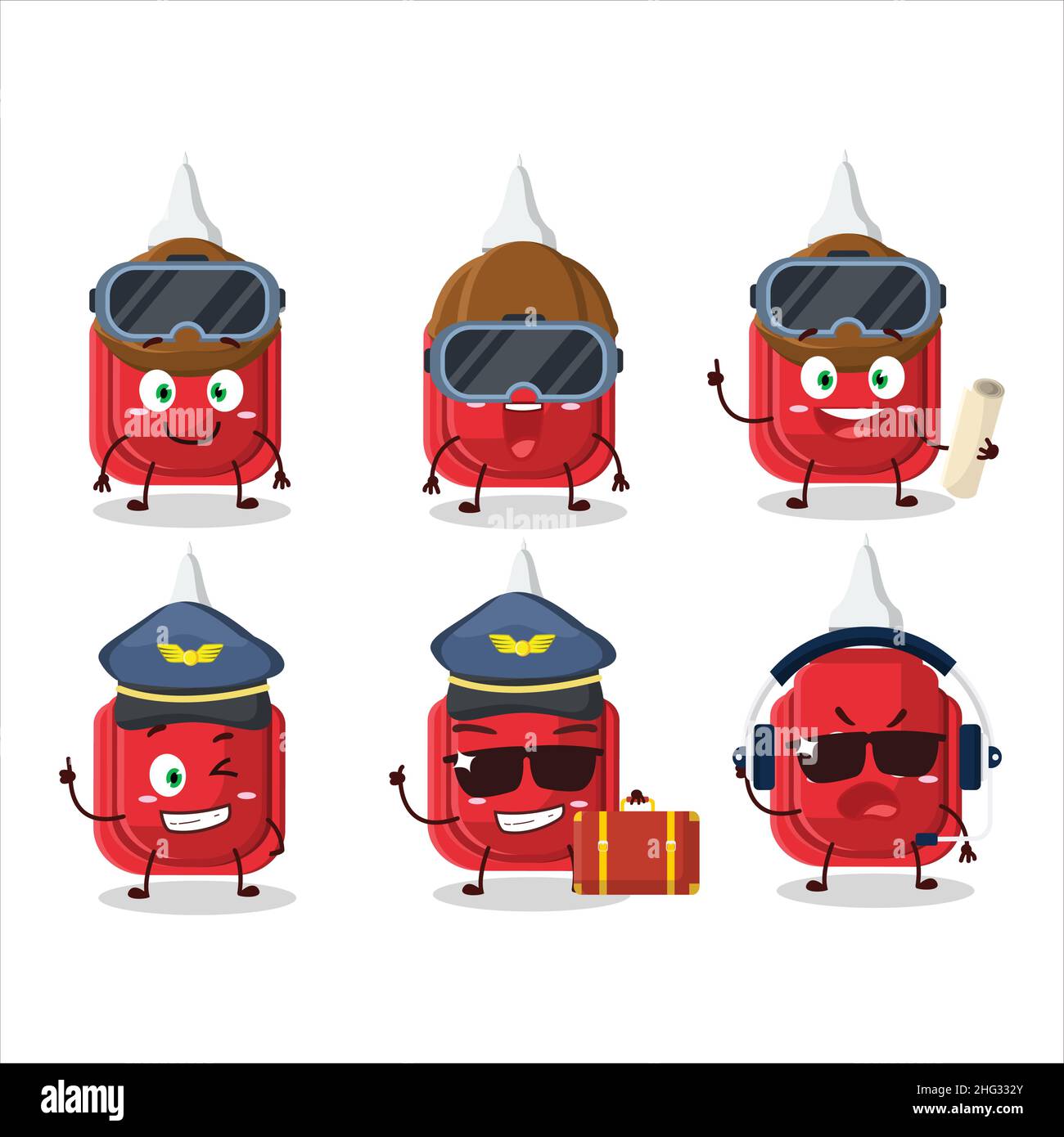 Pilot cartoon mascot red correction pen with glasses. Vector ...