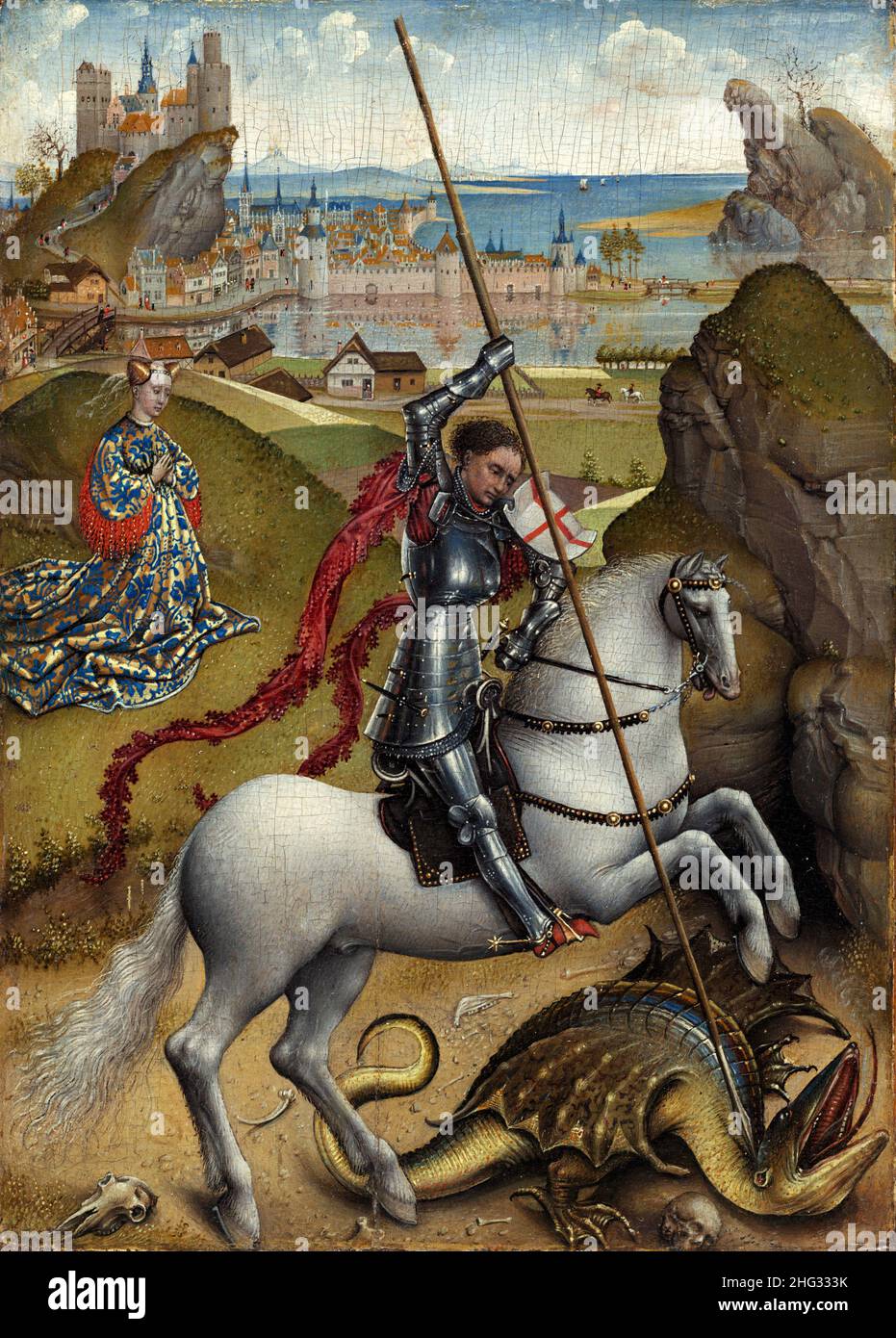 St George killing the Dragon by Rogier van der Weyden Stock Photo - Alamy
