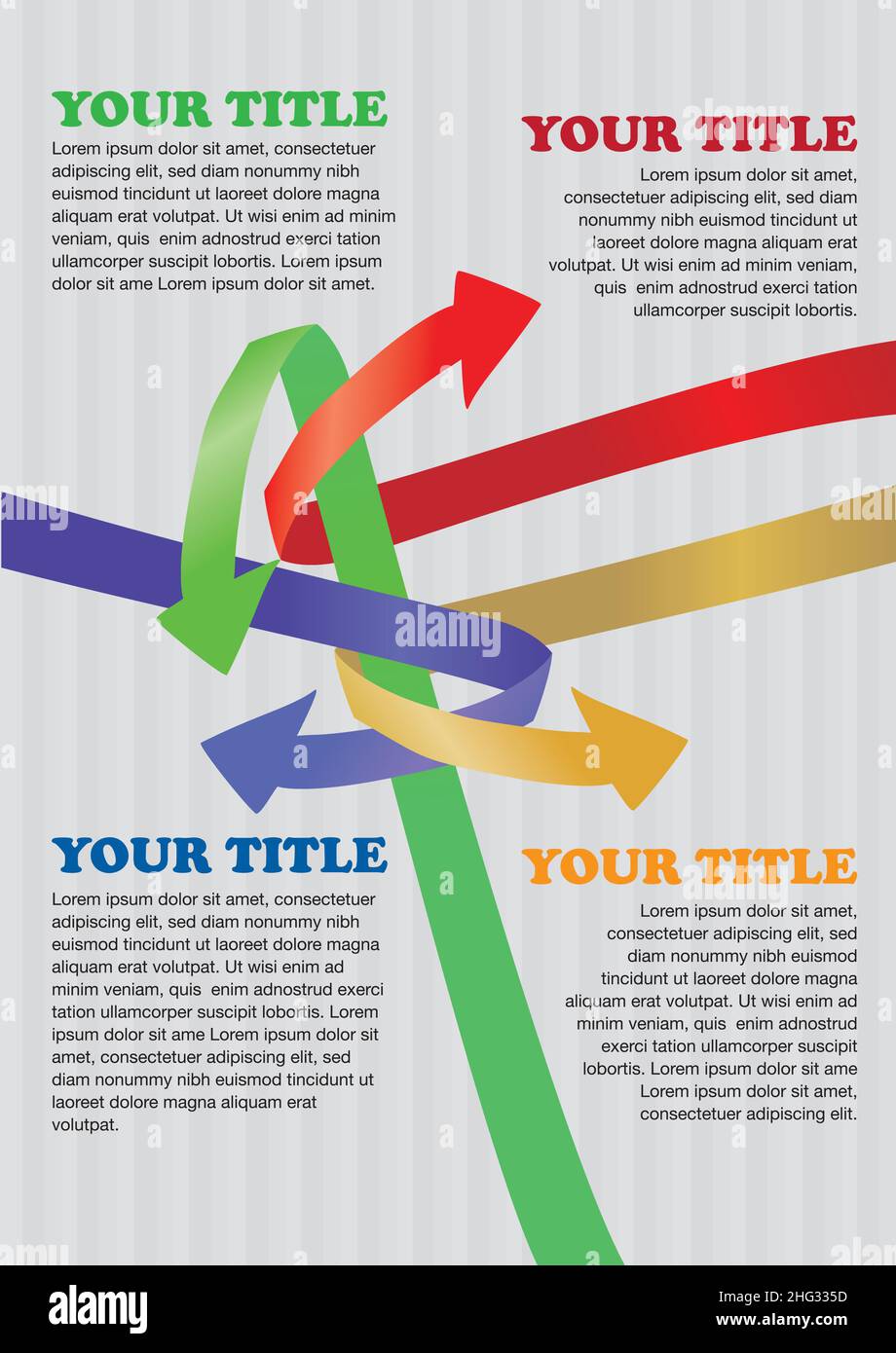 Vector illustration of interlocking colorful arrows. Template for page ...