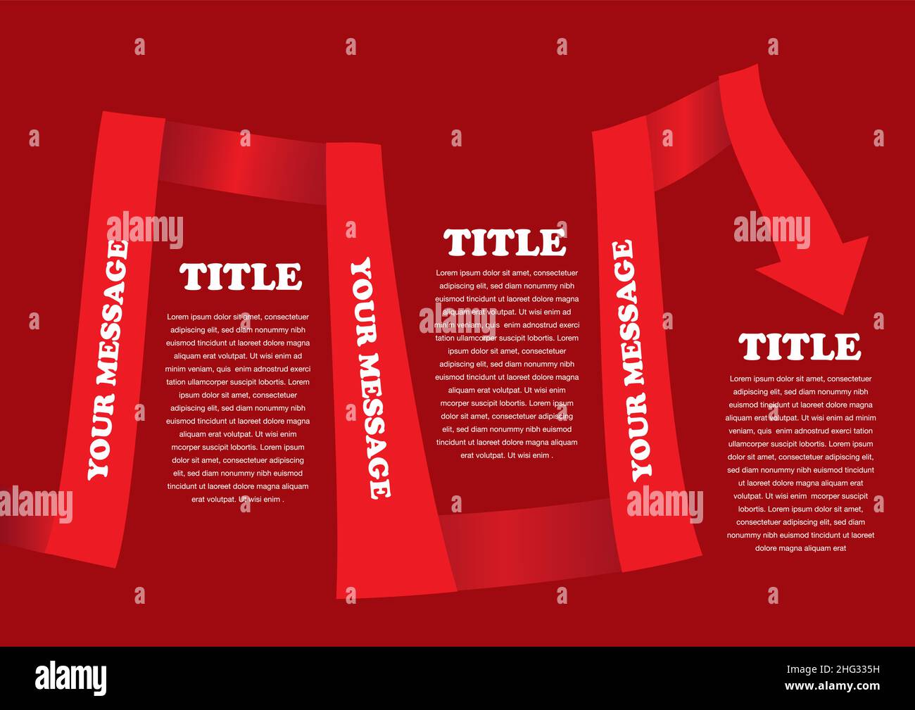Vector red colored ribbon layout Design Template with area for texts ...