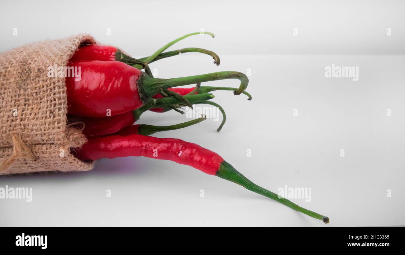 Red Chili Pepper in A Sack Stock Photo - Alamy