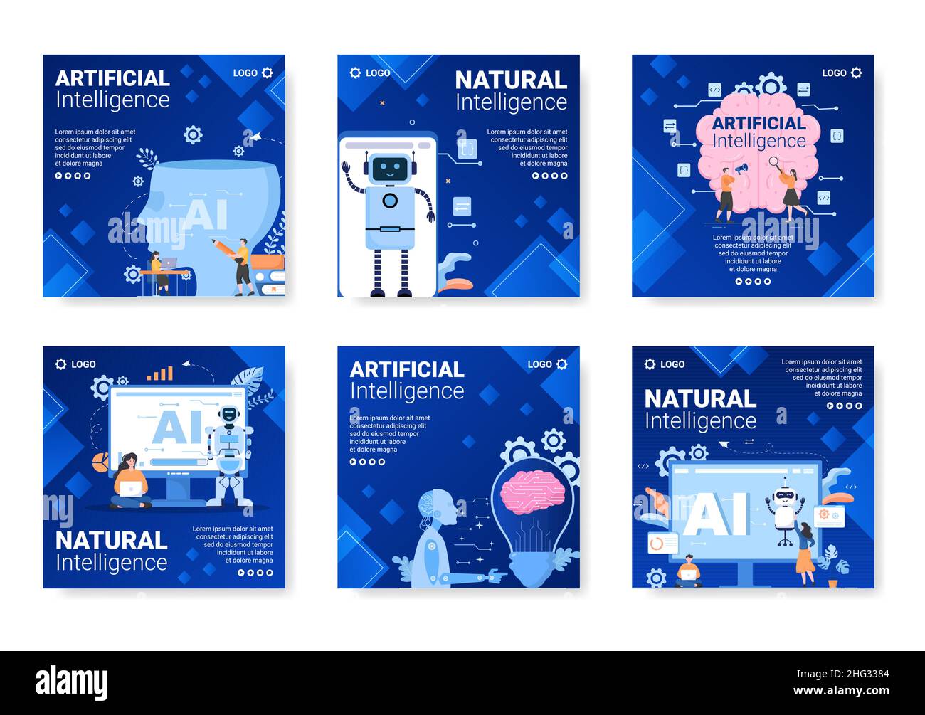 Artificial Intelligence Digital Brain Technology Post Template Flat ...