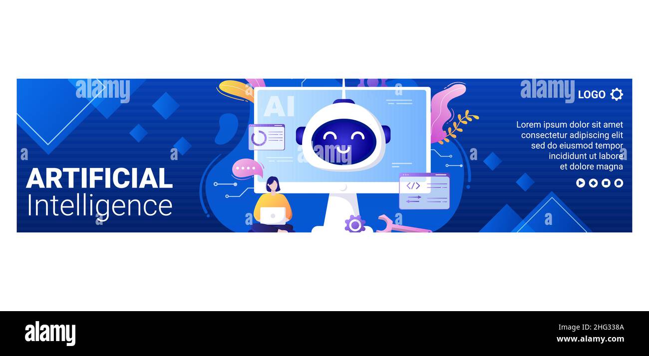 Artificial Intelligence Digital Brain Technology Post Template Flat ...