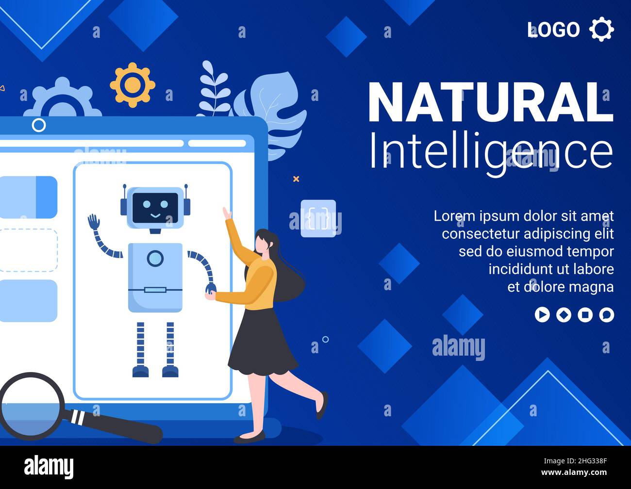 Artificial Intelligence Digital Brain Technology Post Template Flat ...