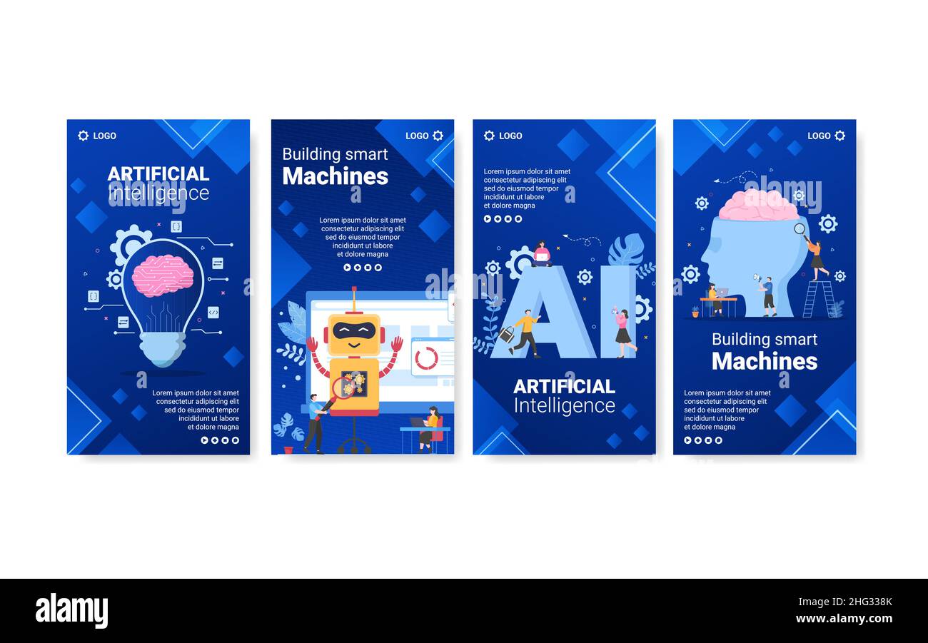 Artificial Intelligence Digital Brain Technology Post Template Flat ...