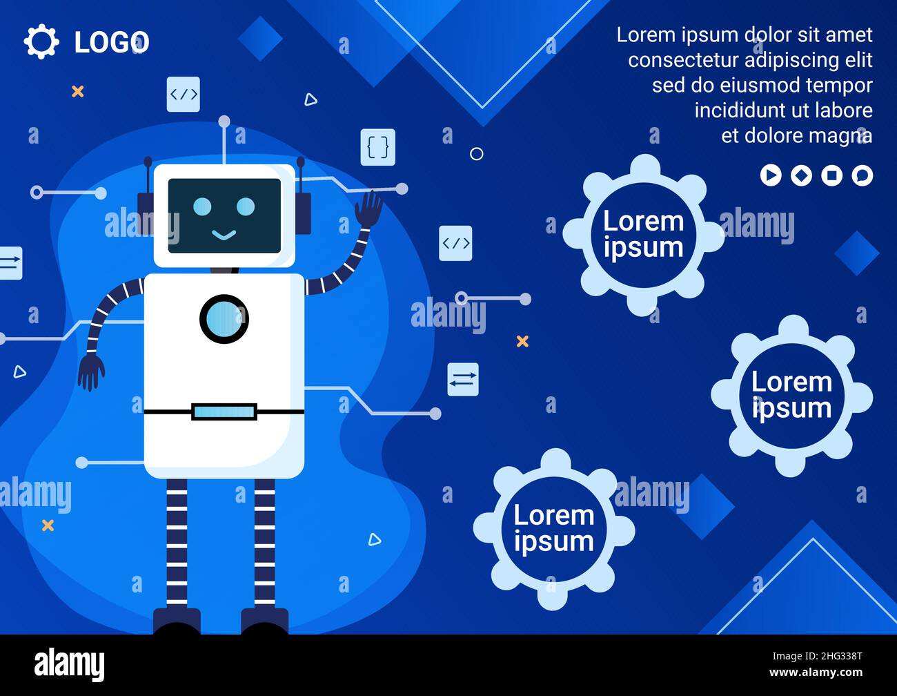 Artificial Intelligence Digital Brain Technology Post Template Flat ...