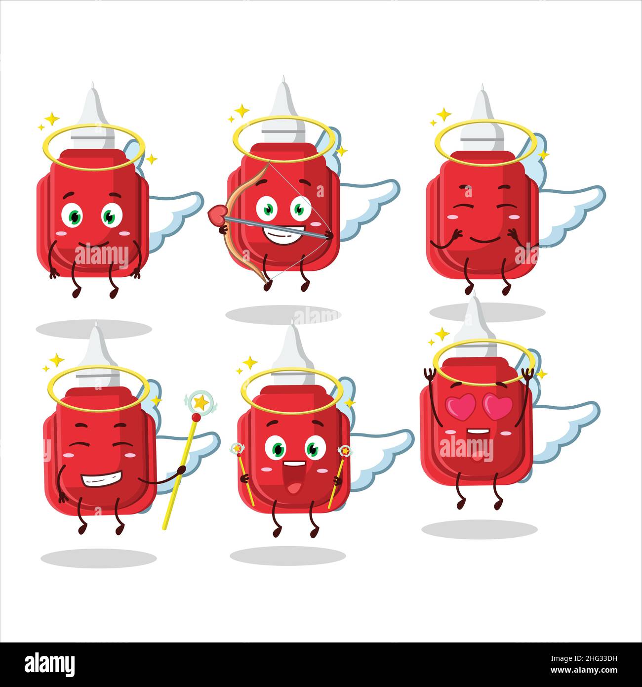 Red correction pen cartoon designs as a cute angel character. Vector ...