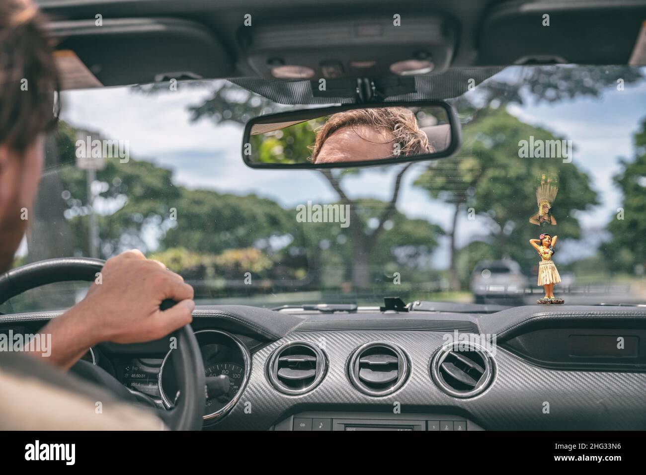 Car road trip summer travel vacation man driving sports convertible ...