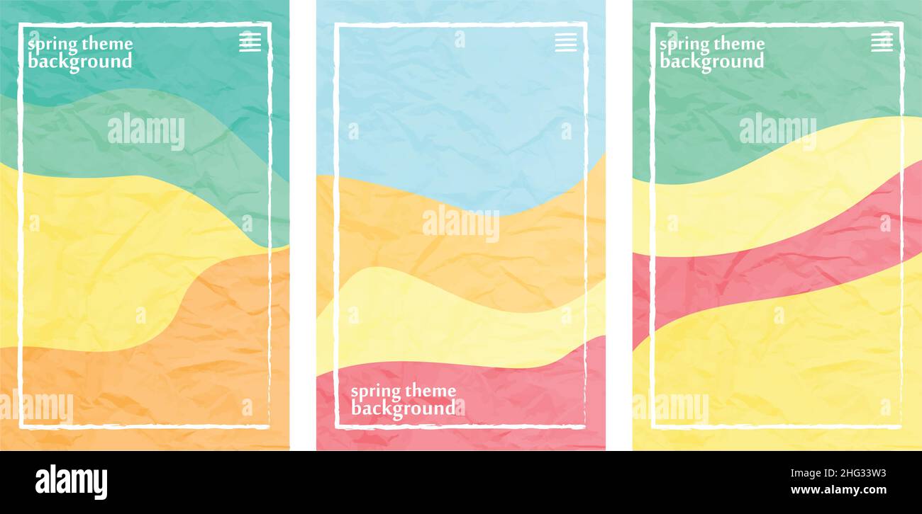 Spring theme crushed paper background template Set of 3 Stock Vector ...
