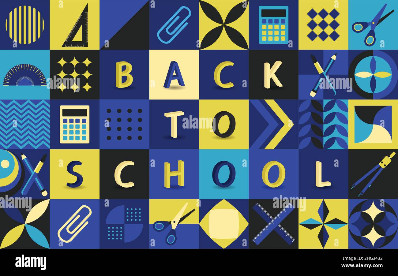 Back to School Vector Illustration Neo Geometric Style Background Stock ...