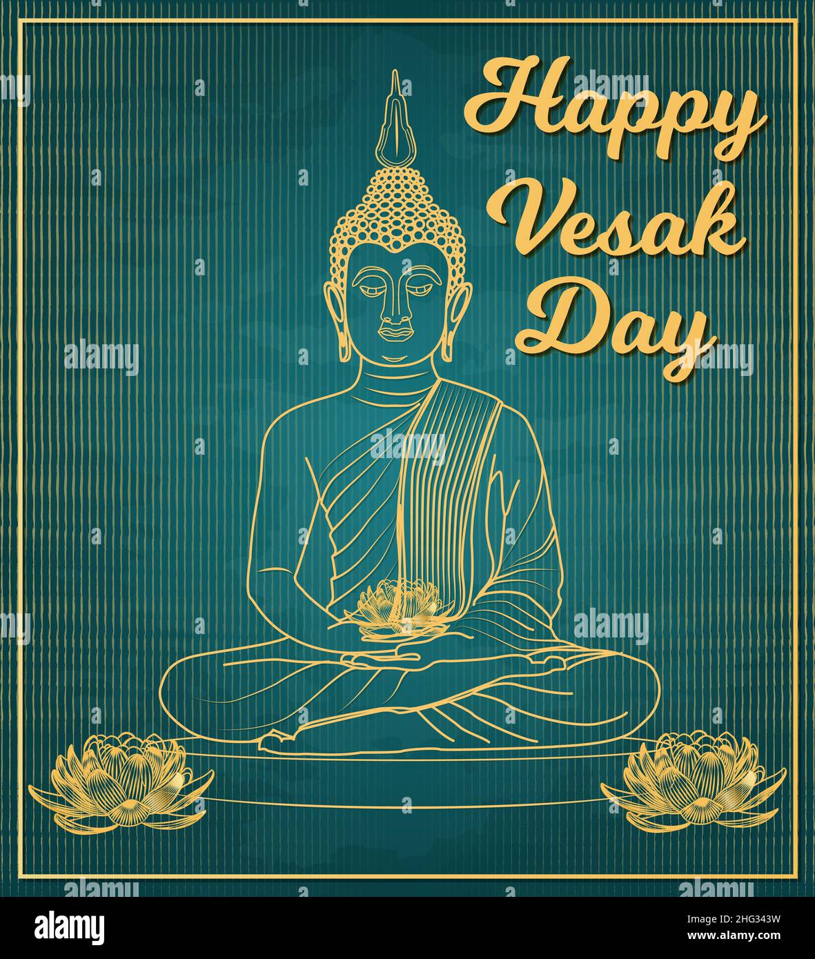 Vesak Day Banner with Gautama Buddha and lotus flower Poster Vector ...