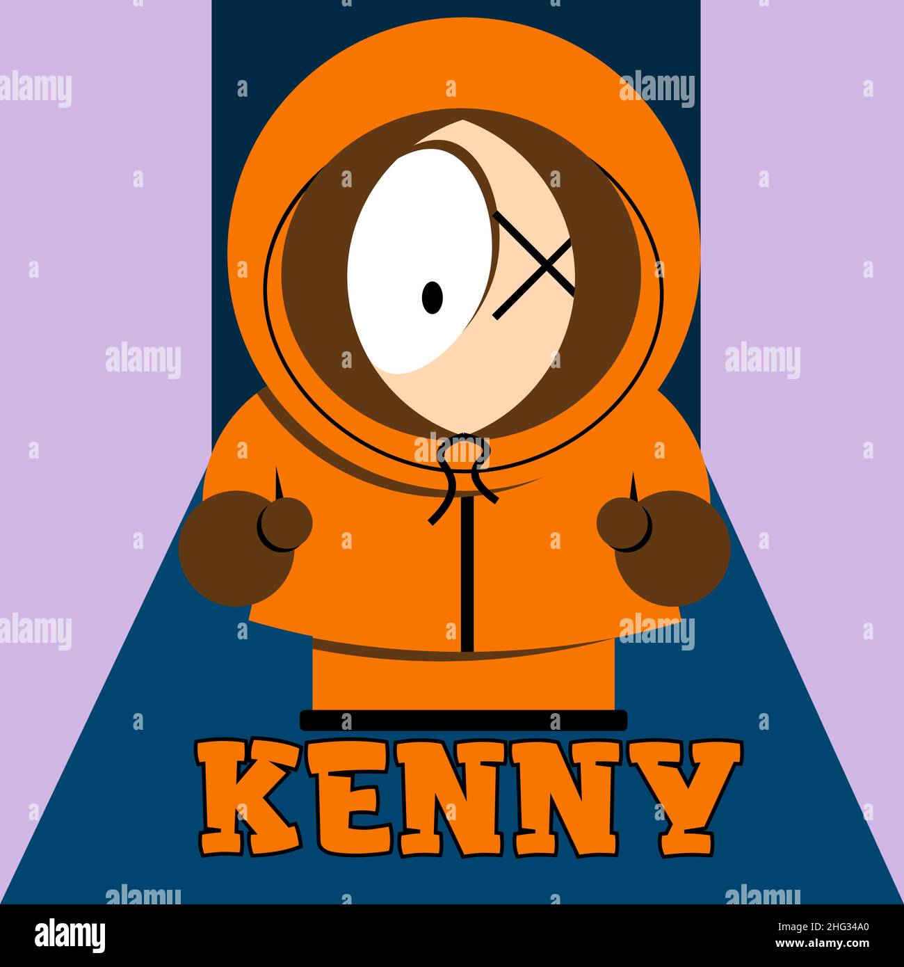 minimal logo of evil cartoon hero Kenny on color background or sticker ...