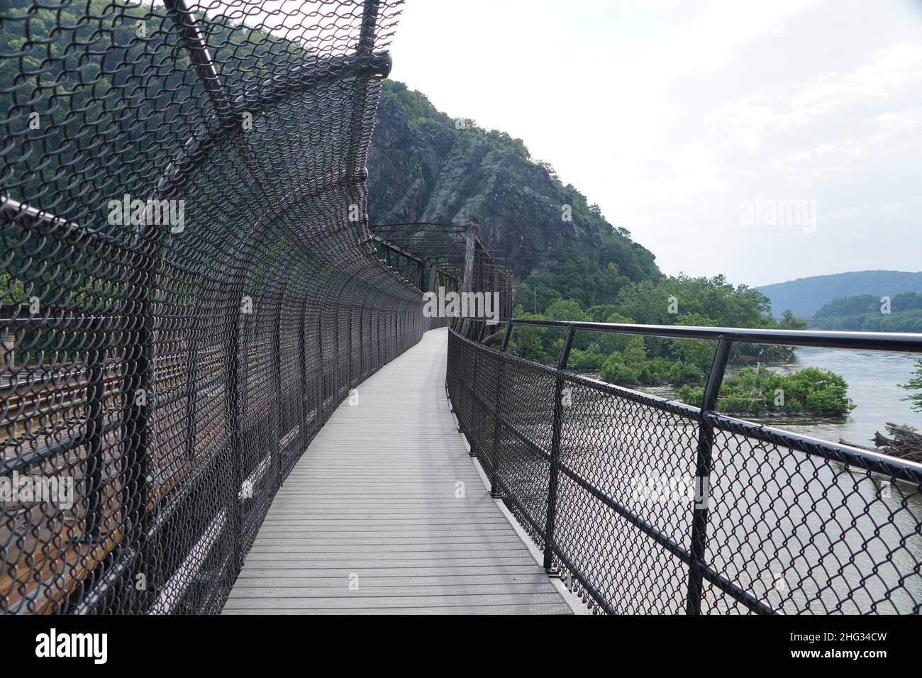 The empty path across the old Appalachian Trail Bridge in Harpers Ferry ...