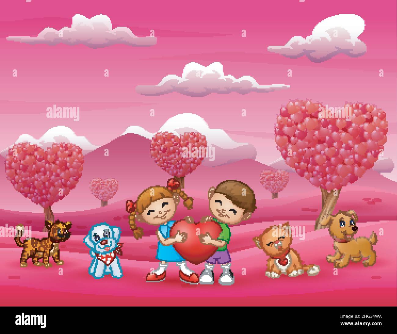 Happy girl holding autumn Stock Vector Images - Alamy