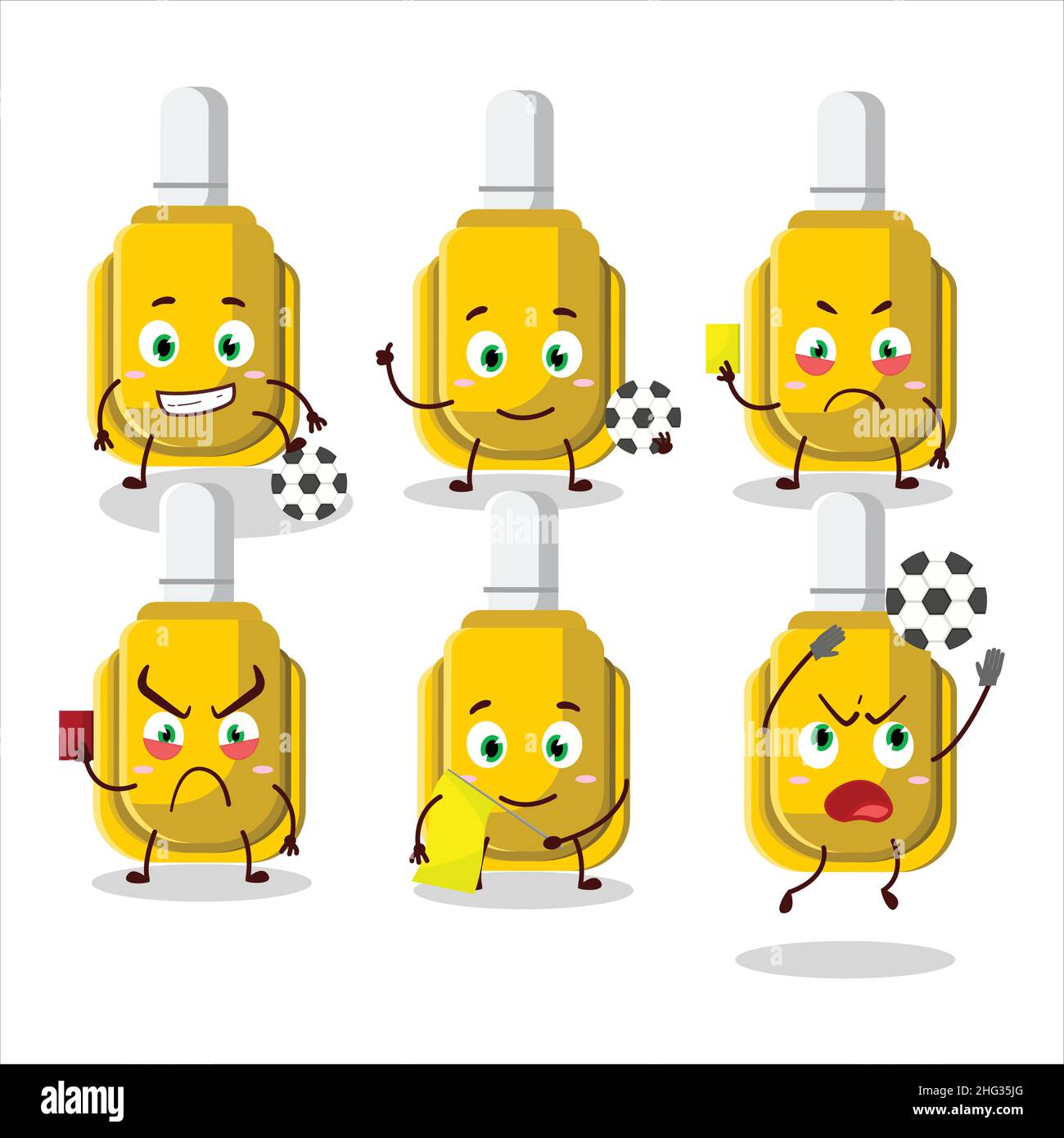 yellow correction pen cartoon character working as a Football referee ...