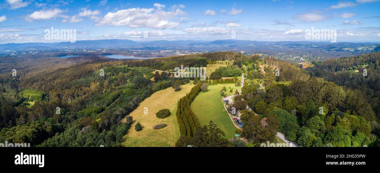 Wide aerial panorama of Dandenong Ranges in Victoria, Australia Stock ...