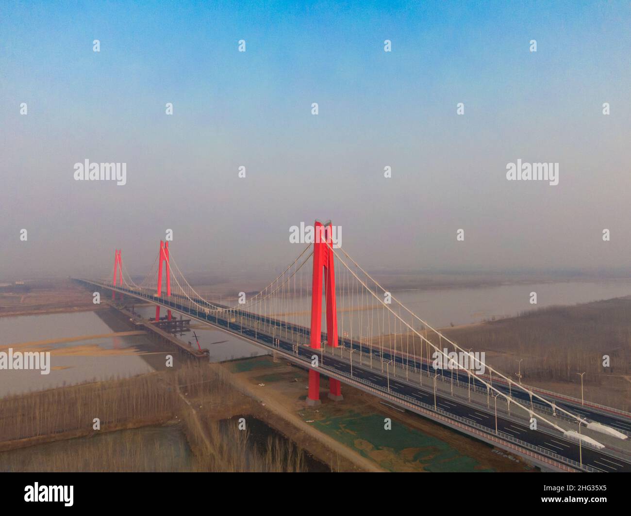 JINAN, CHINA - JANUARY 18, 2022 - An aerial photo shows the Yellow ...