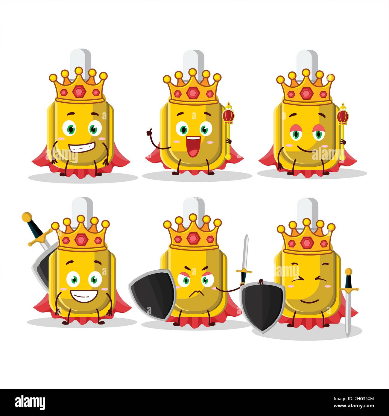 A Charismatic King yellow correction pen cartoon character wearing a ...