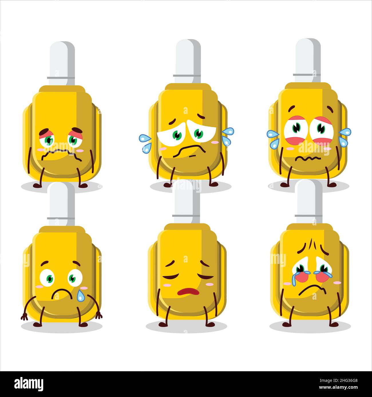 Yellow correction pen cartoon character with sad expression. Vector ...