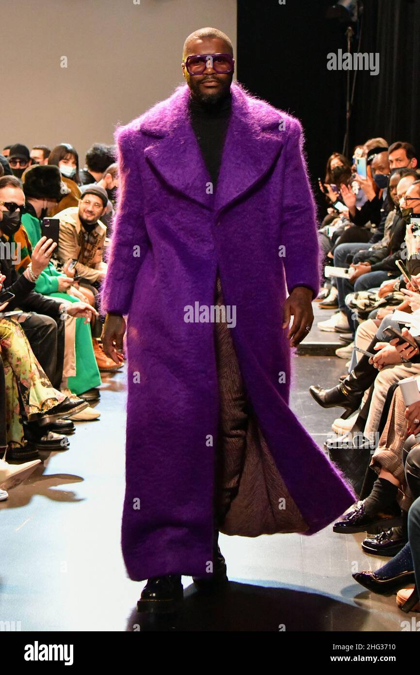 Djibril Cissé walks the runway during the Gunther show as part of Paris ...