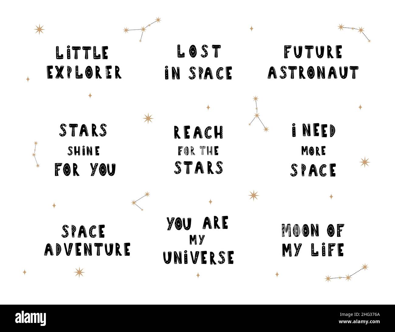 Hand drawn cosmic lettering quote for kids. Galaxy phrases collection ...