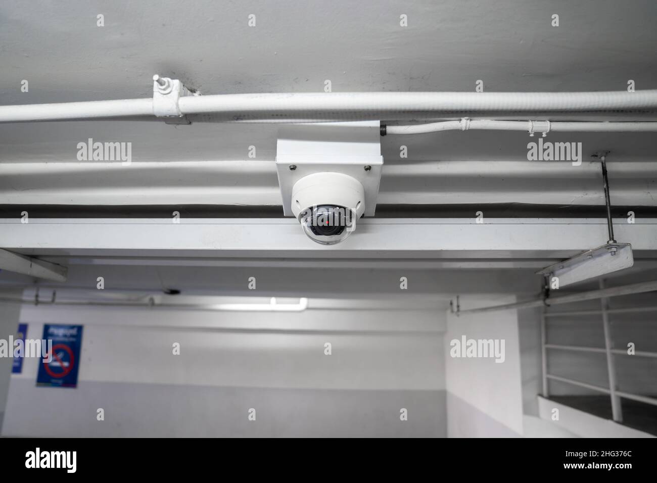 CCTV camera is installed on the car parking, ceiling for monitor and ...