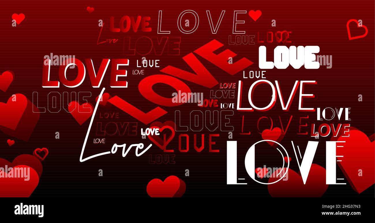 Background with Love Text, words. Design for romantic phrases ...