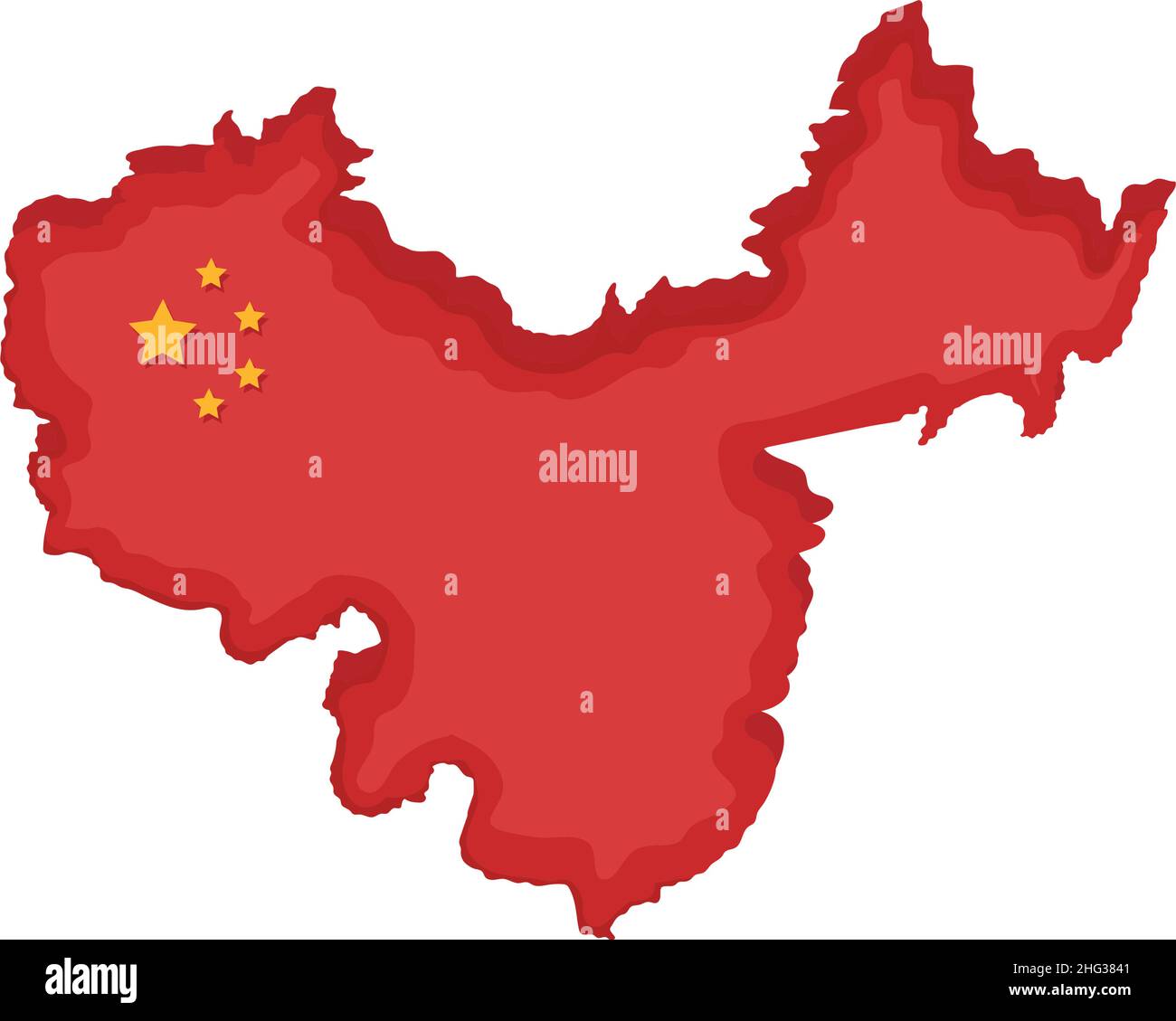 chinese flag in map Stock Vector Image & Art - Alamy