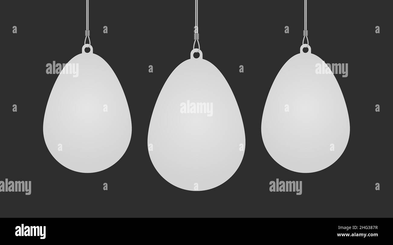 Ellipse egg shaped dangler hanging from ceiling realistic mockup set ...