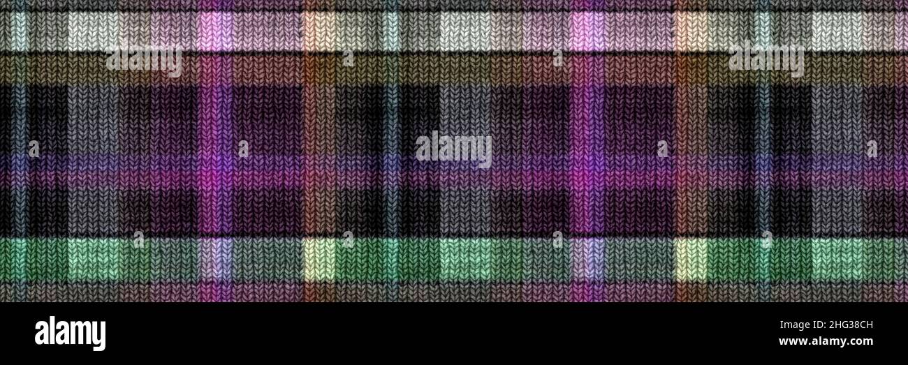 Classic winter tartan knit wool plaid seamless edging border. Retro ...