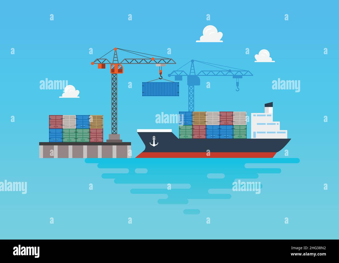 Harbour port flat style. Vector illustration Stock Vector Image & Art ...