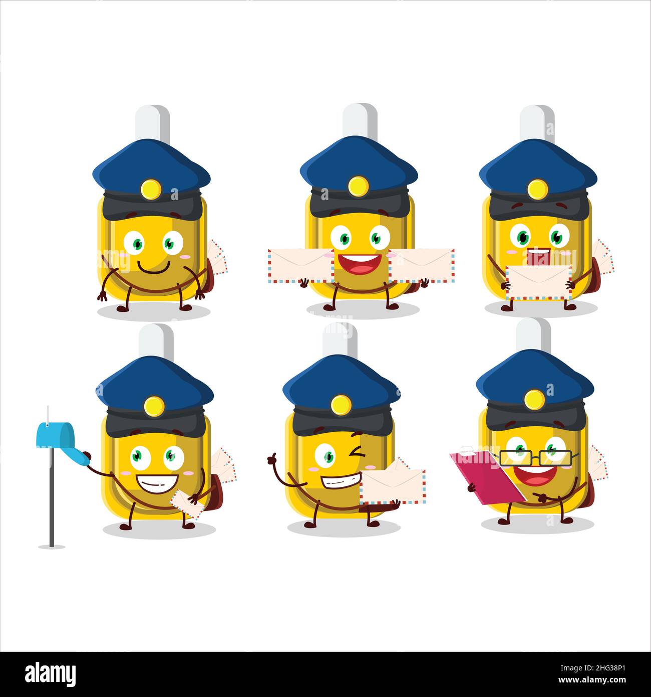 A picture of cheerful yellow correction pen postman cartoon design ...