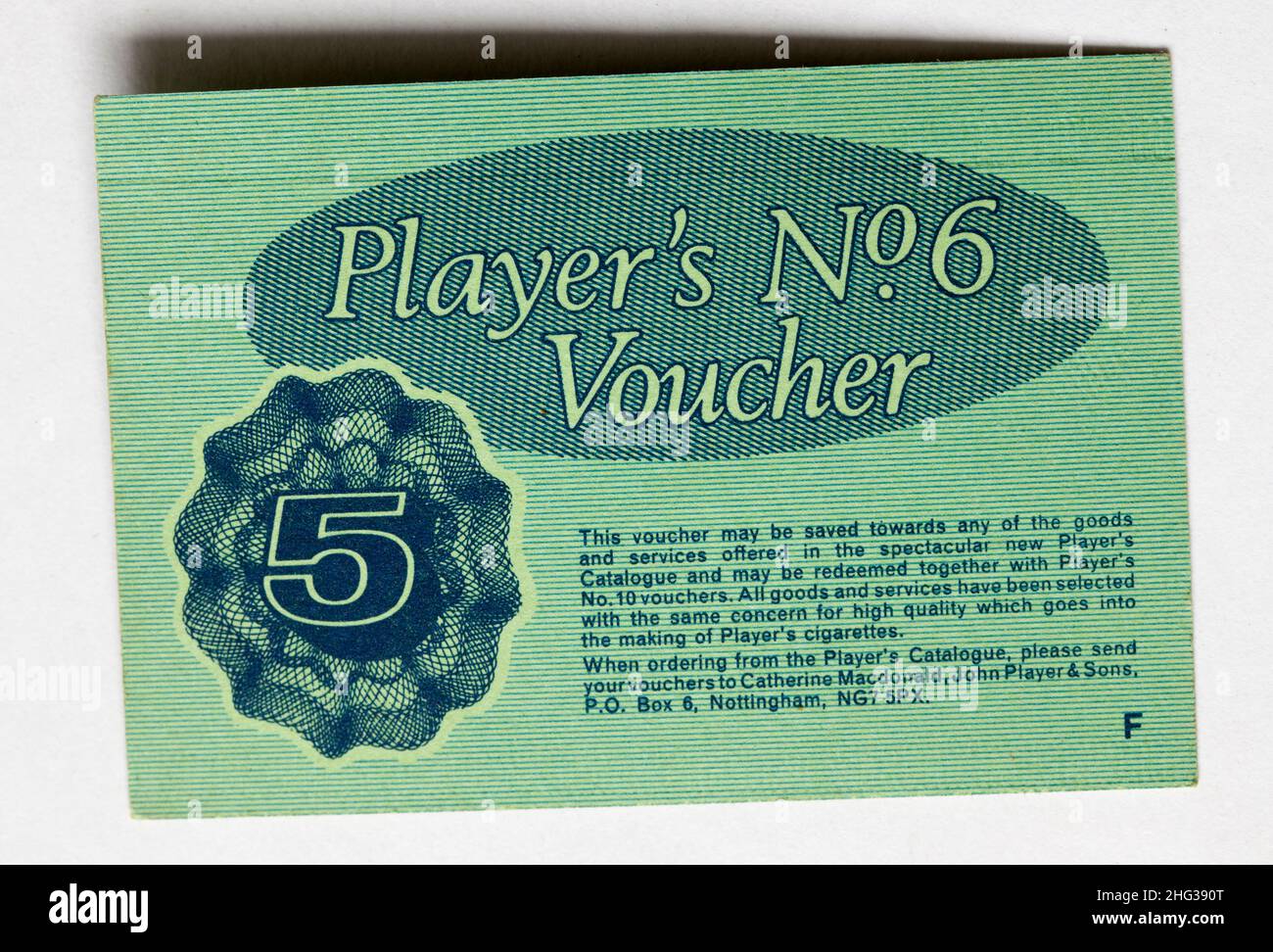 Vintage Players Cigarette Voucher - No 6 Cigarettes Stock Photo - Alamy
