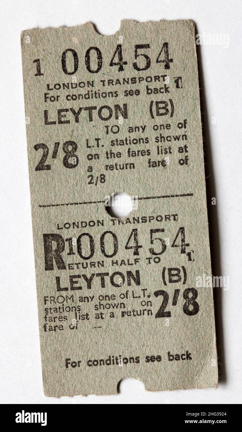 Vintage 1950s London Transport Railway Train Ticket - Leyton Stock ...