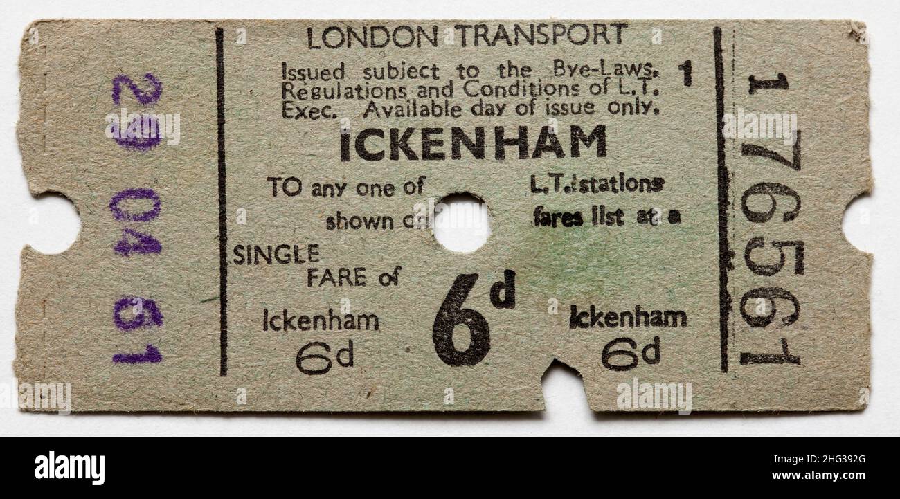 Vintage 1960s British Railway Train Ticket - Ickenham Stock Photo - Alamy