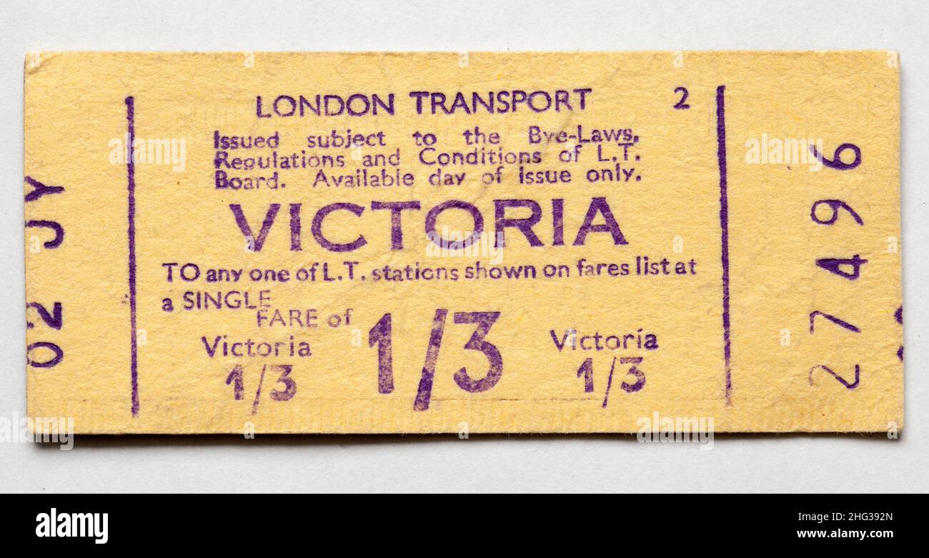 Vintage 1970s London Underground Train Ticket - Victoria Stock Photo ...