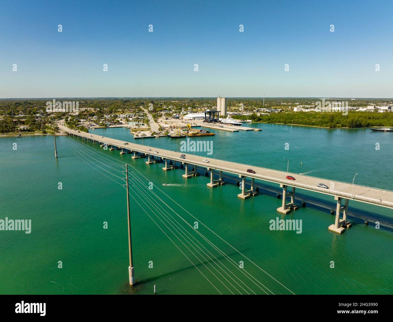 Aerial photo Fort Pierce South Bridge and power lines Stock Photo - Alamy