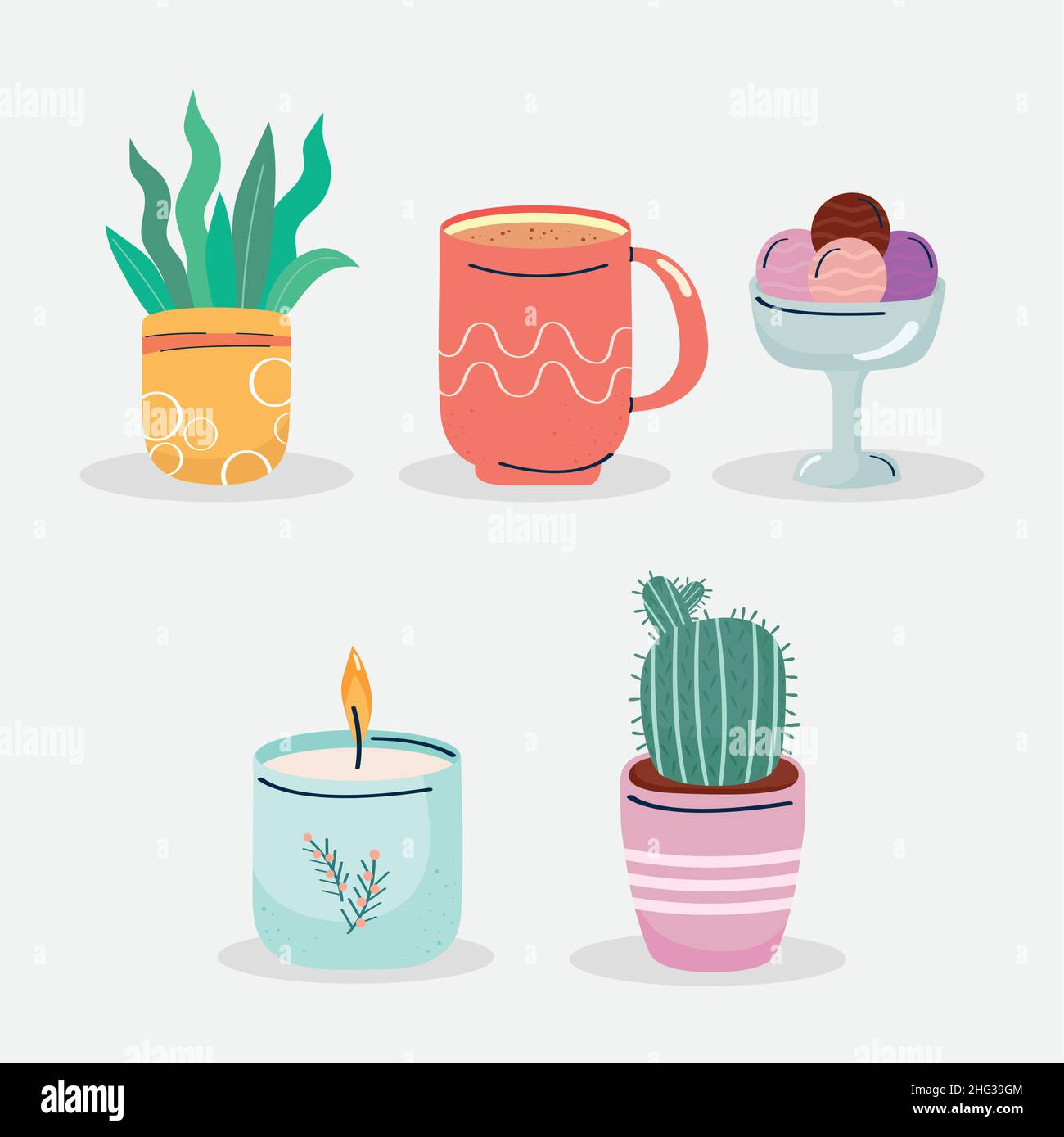 home cute five icons Stock Vector Image & Art - Alamy