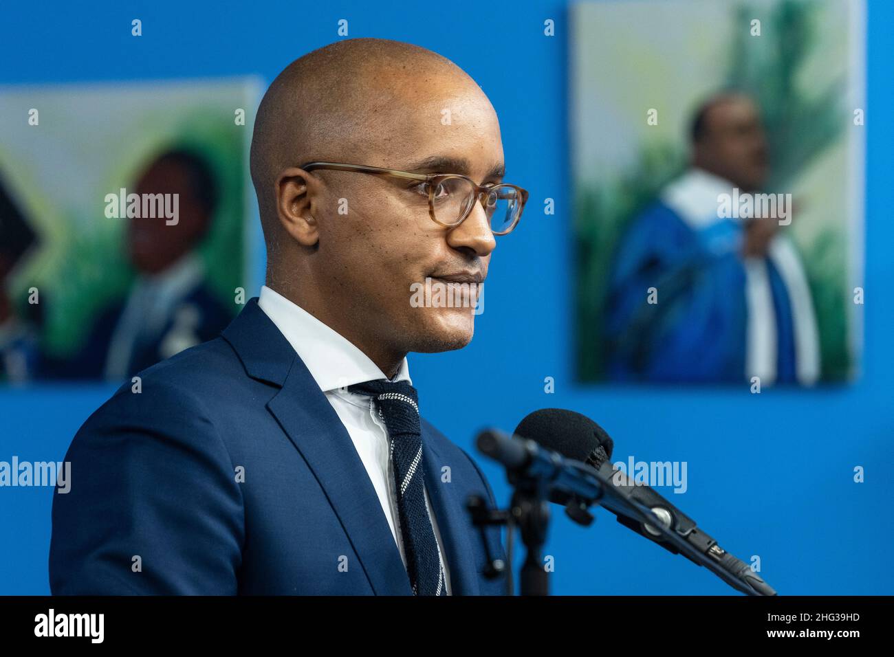 New York, NY - January 17, 2022: U. S. Attorney Damian Williams speaks ...