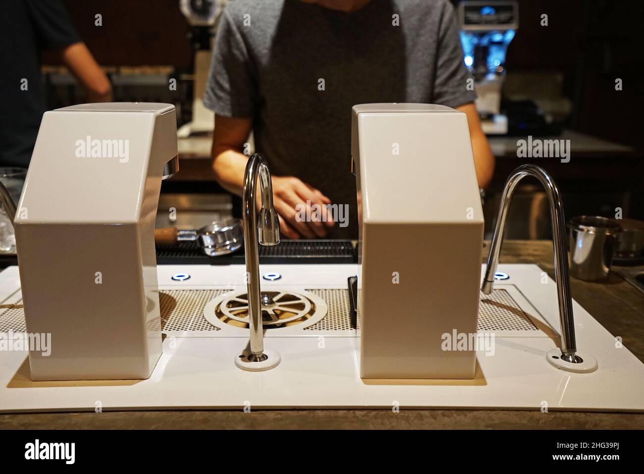 Interior design and bar decoration of specialty coffee shop decorated ...