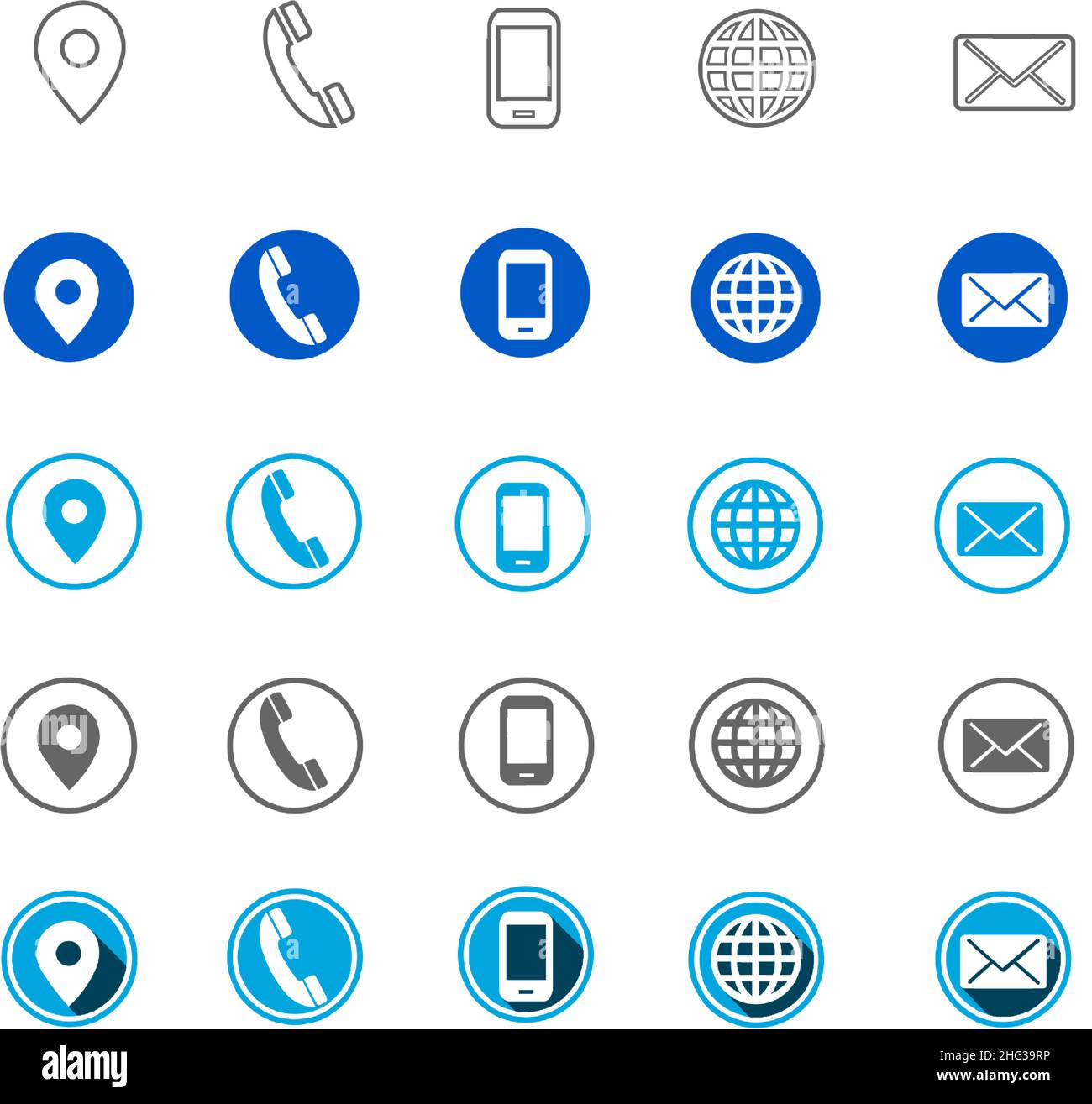 5 different style contact icons in vector Stock Vector Image & Art - Alamy