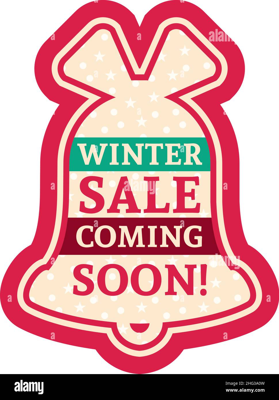 Christmas bell. Christmas sticker vector illustration. Label with snow pattern. Winter sale ...