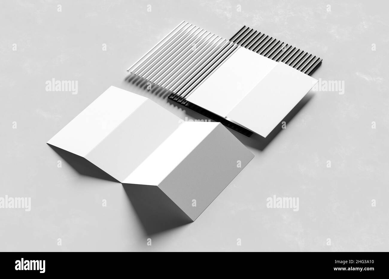 Four folded brochure mock up isolated on white background with modern ...