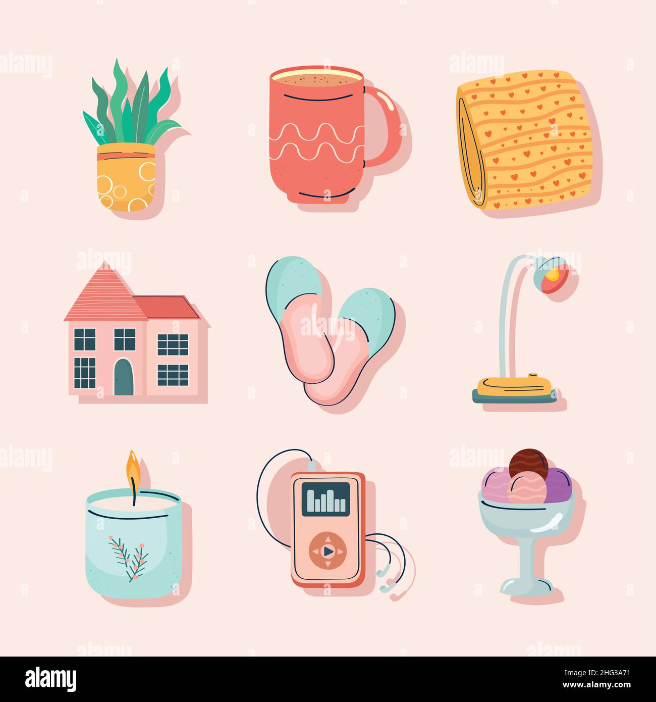 nine home cute icons Stock Vector Image & Art - Alamy
