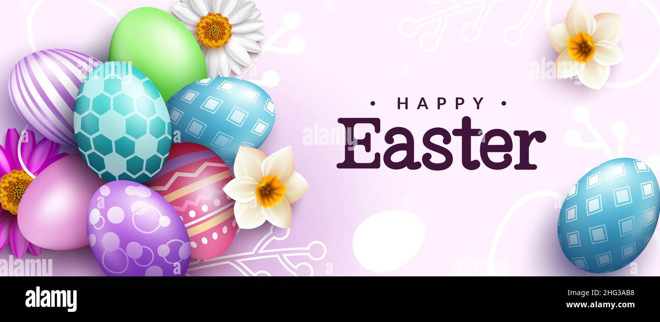 Easter season vector background design. Happy easter text in decorative ...