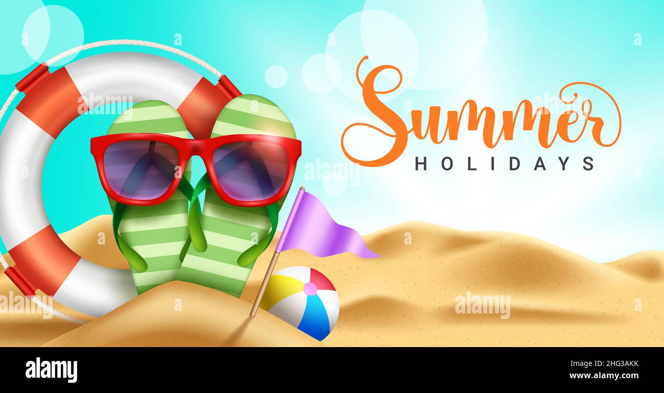 Summer holiday vector design. Summer holidays text in sand beach ...