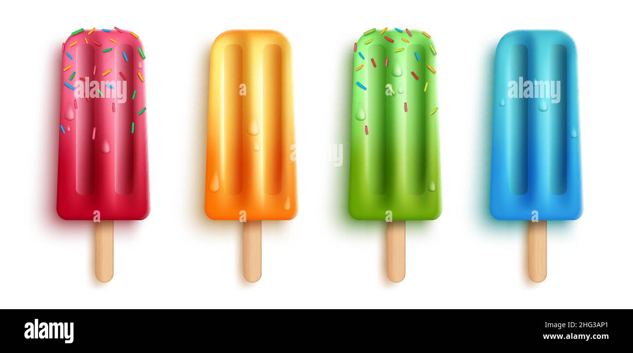 Popsicles element vector set design. 3d realistic popsicle dessert with ...